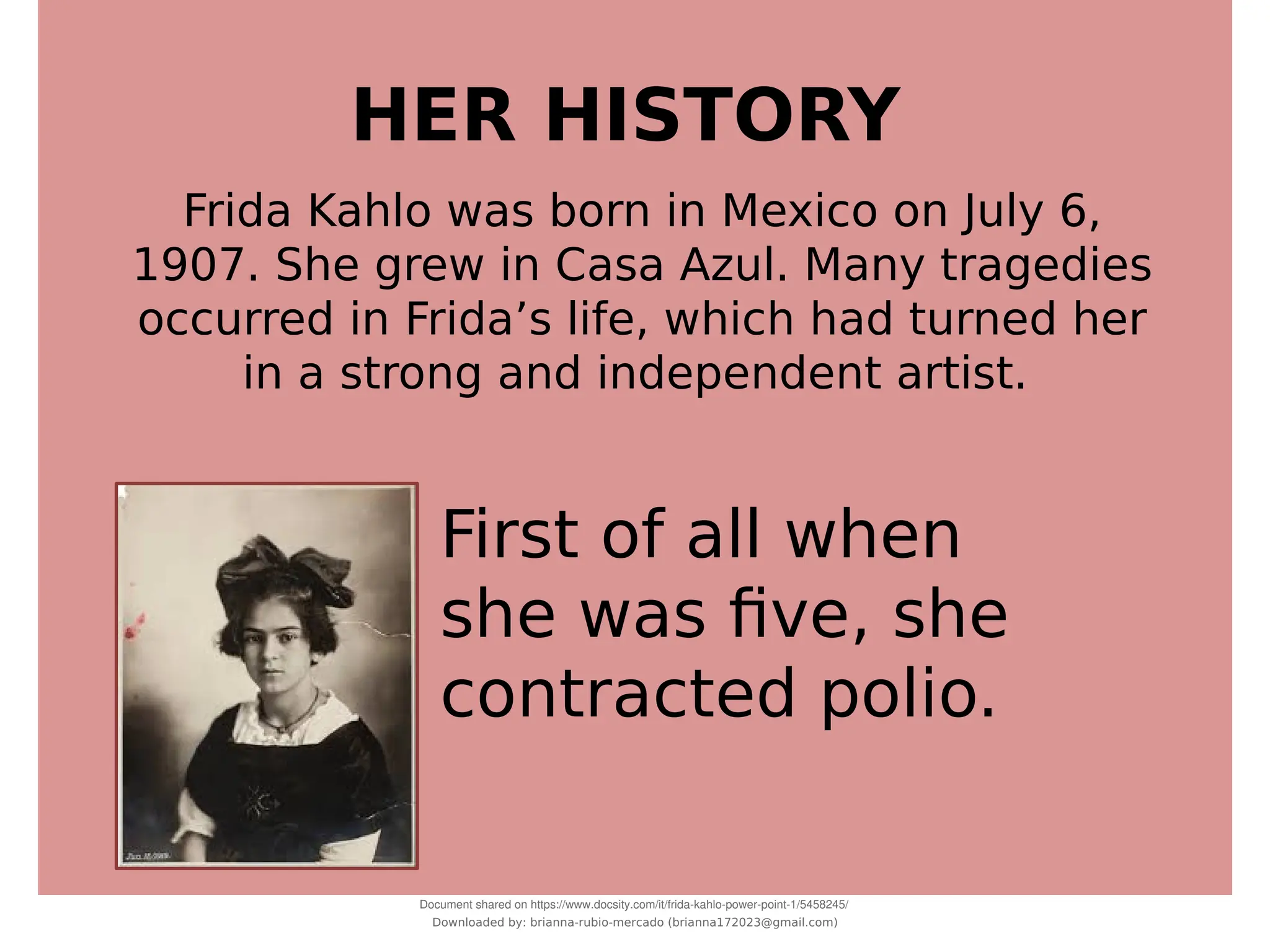 Biografía de Frida Khalo, vida y obras.. | PDF