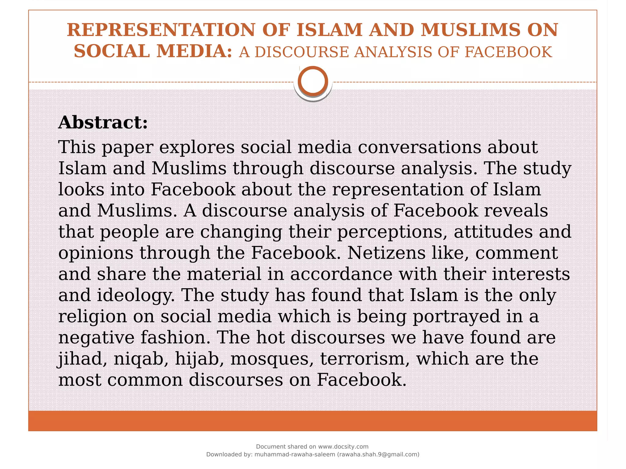 Portrayal of Islam on Media | PPT
