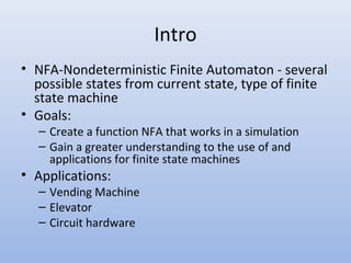 NFA Vending Machine Simulation Steven Stockall | PPT