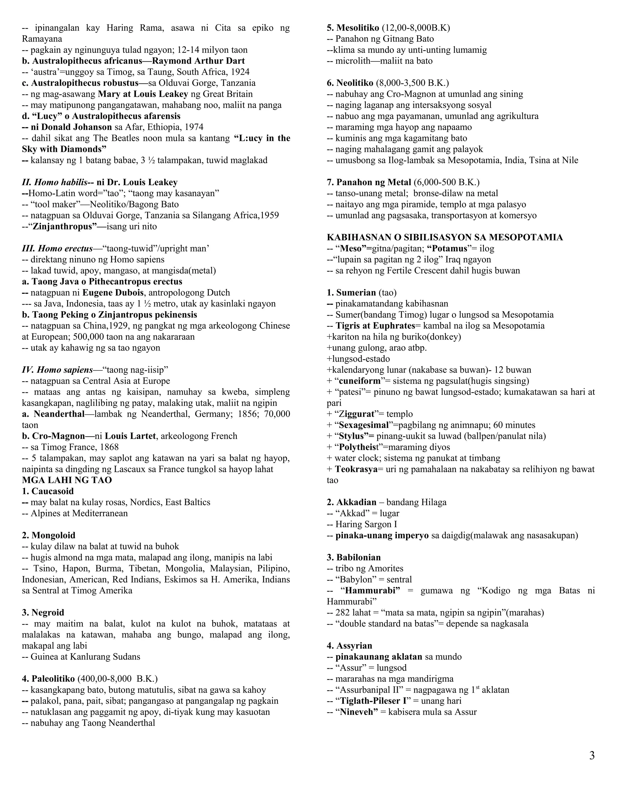 G-9 or G8 k-12 Araling Panlipunan Reviewer | DOC