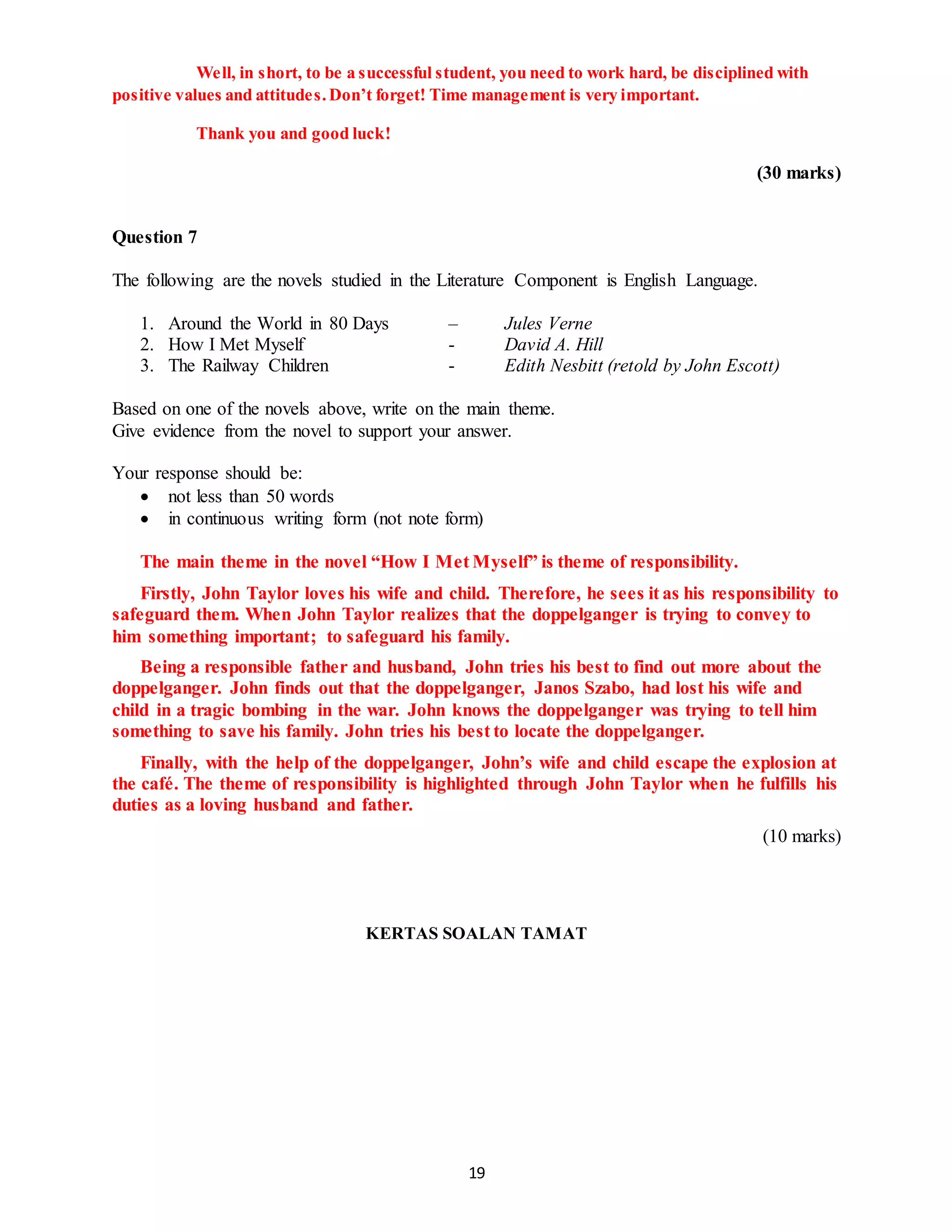 super exercise module english pt3 question with answer | DOCX