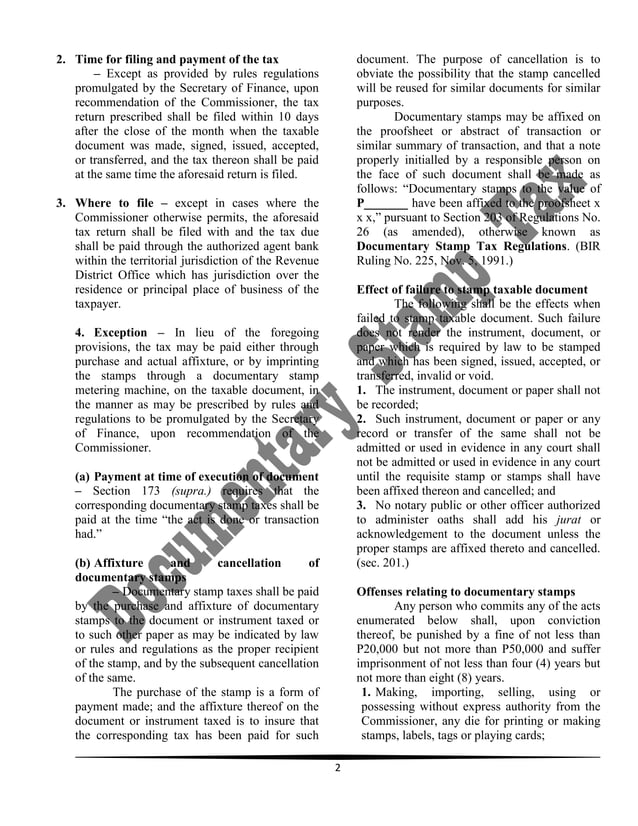 Documentary Stamp Taxes | DOCX | Stamps and Coins | Collecting