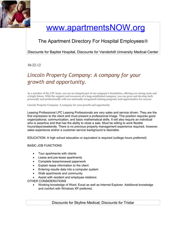 Docstoc upload 10 22-12 lincoln prop. | PDF