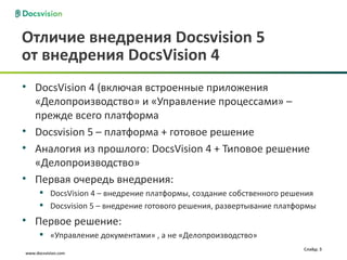 Внедрение "Управление документами" Docsvision 5 | PPT