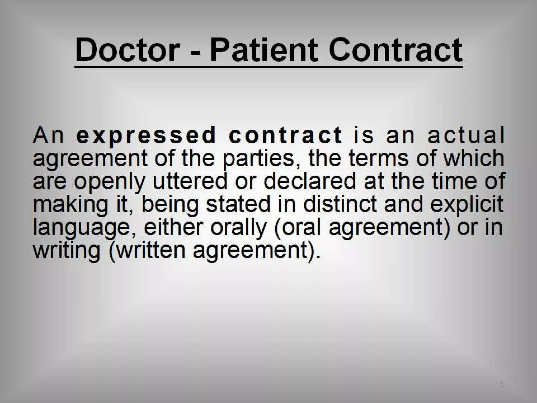 Doctor patient contract | PPT