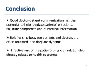 Doctor patient relationship | PPTX | Medical Health