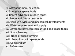 space foods and space farming | PPTX