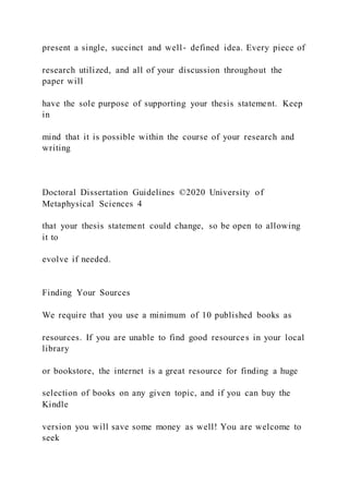 Doctoral Dissertation Guidelines ©2020 University of Metaphysi | DOCX