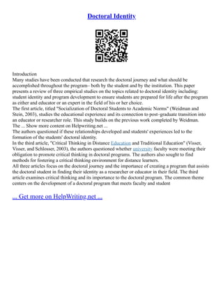 Doctoral Identity | PDF