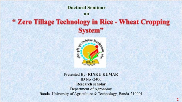 Zero tillage technology in rice- wheat cropping systempptx | PPTX