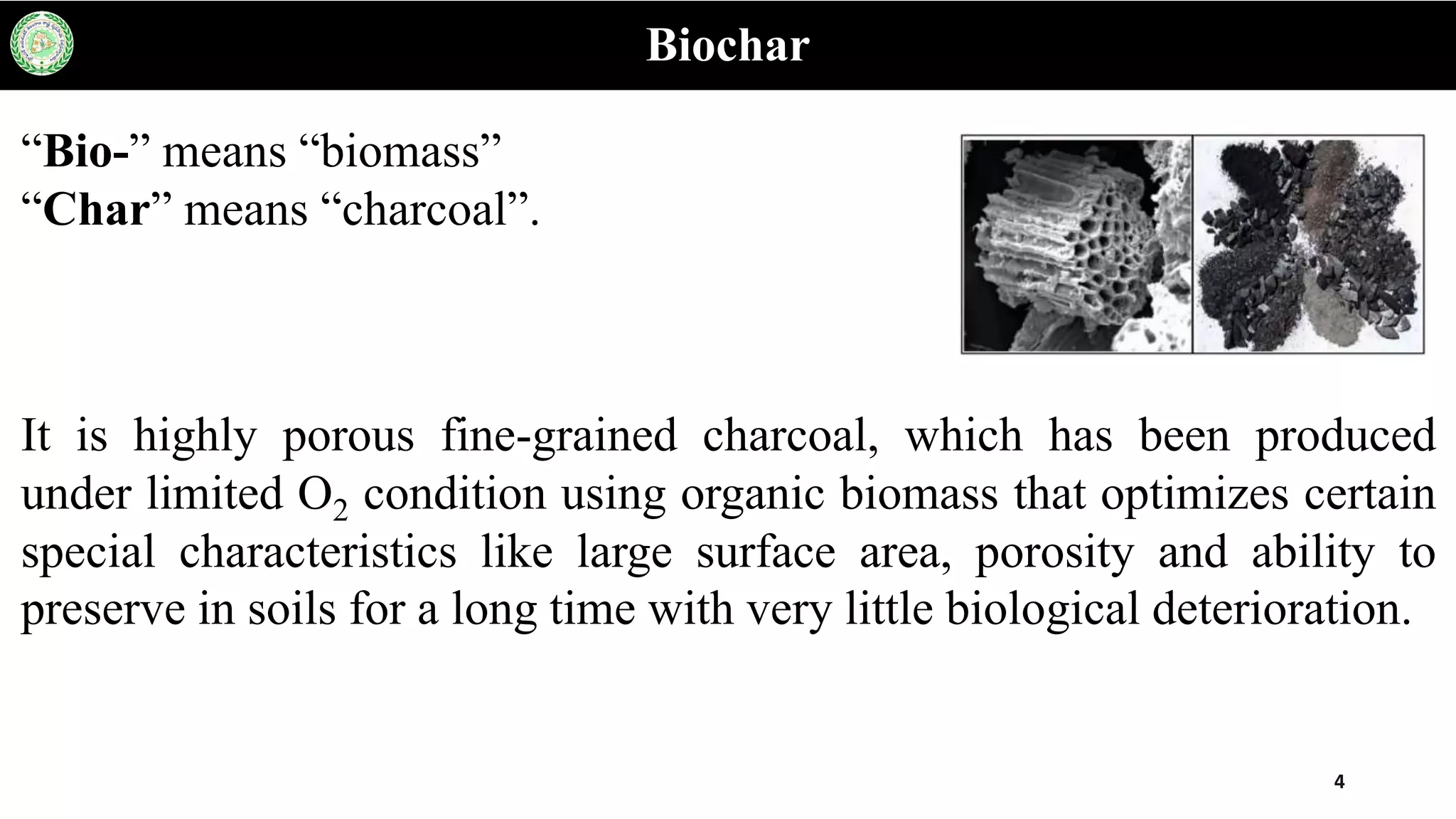 Biochar and its application in agriculture | PPT