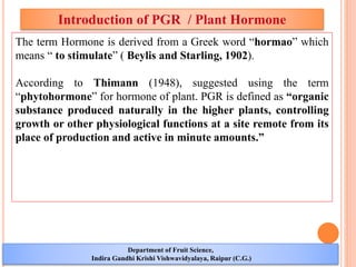 Study of plant growth regulators in fruit culture – structure ...
