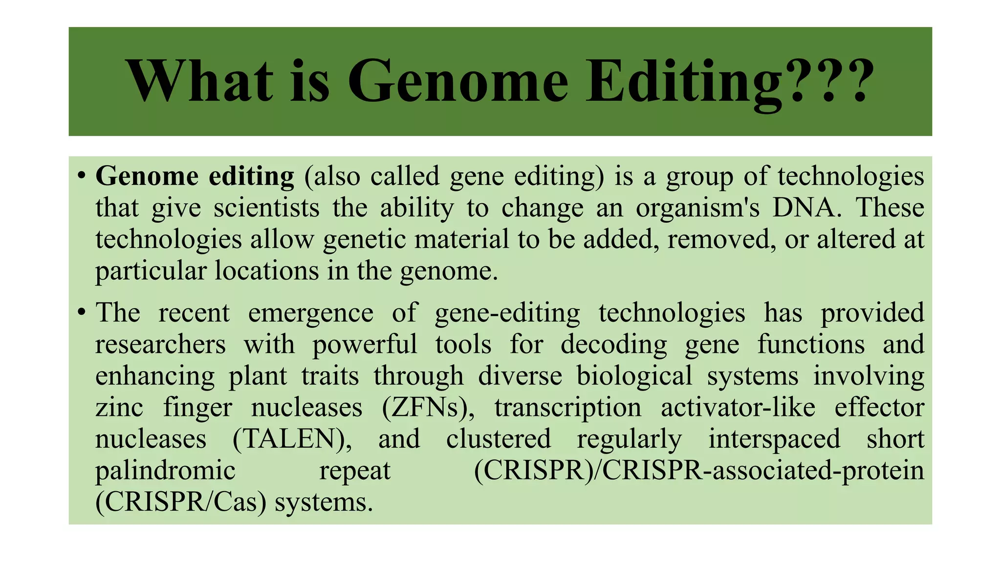 CRISPR-Cas9 : A novel tool for genome editing for crop improvement | PPTX