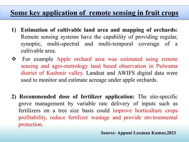 Recent advances on application of remote sensing in fruit production of ...