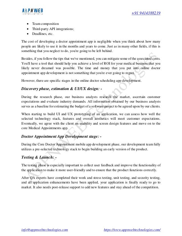 Doctor Appointment Booking App Market Overview - APPNWEB Technologies | PDF