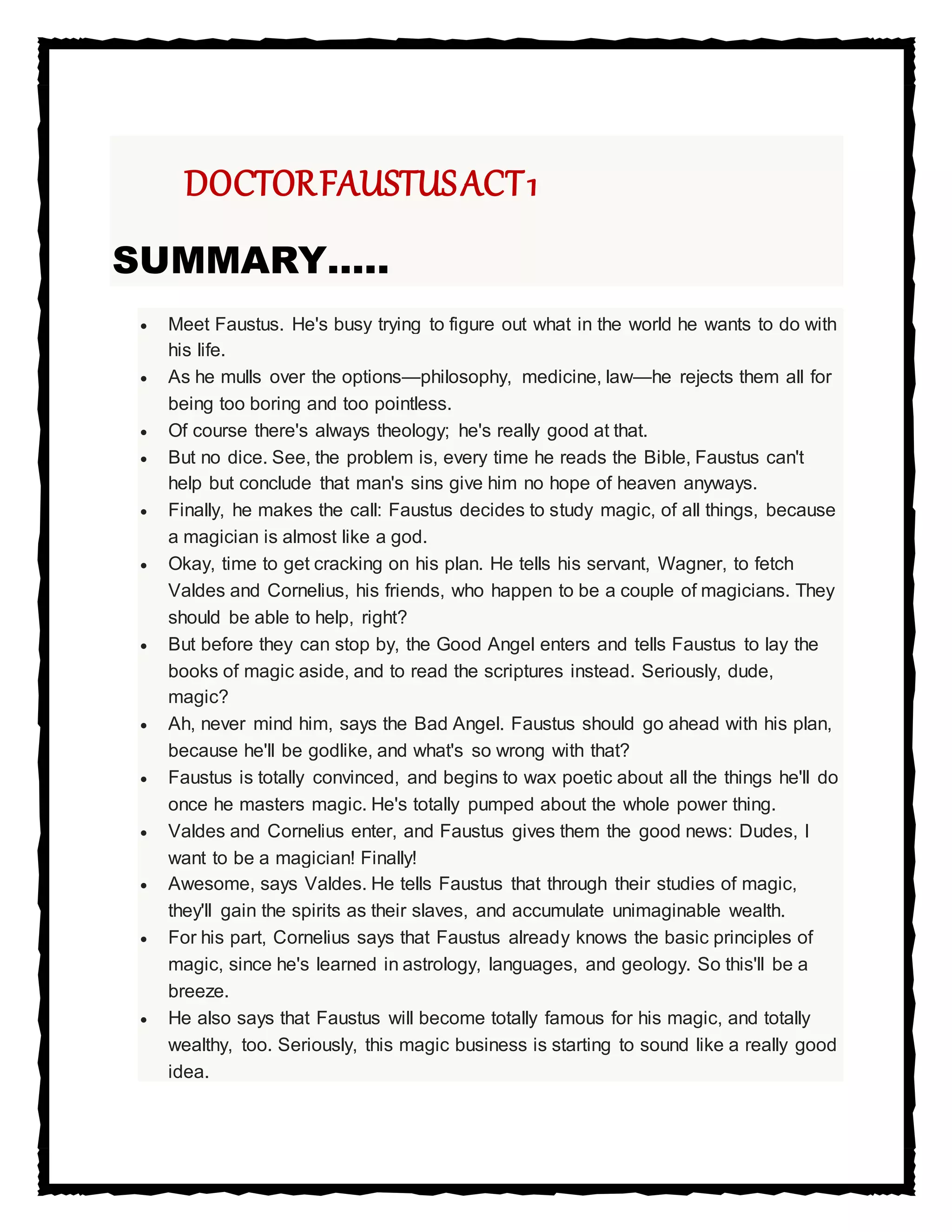 Doctor faustus act 1 | PDF