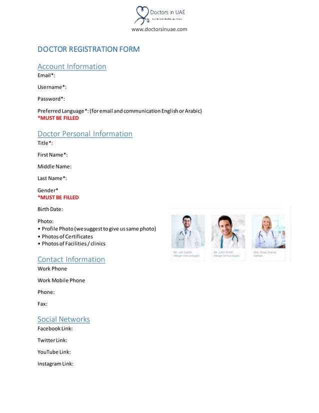 DRX IN UAE - DOCTOR REGISTRATION FORM | PDF