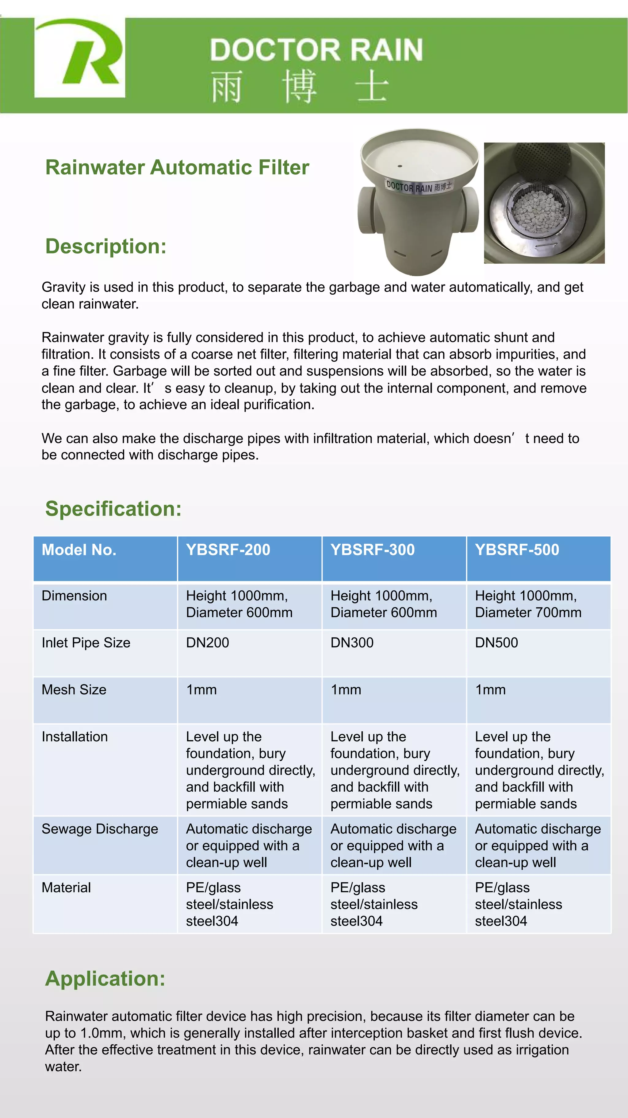Rainwater Harvesting System - Doctorrain | PDF