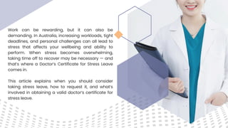 Doctor’s Certificate for Stress Leave: When and How to Request One | PDF