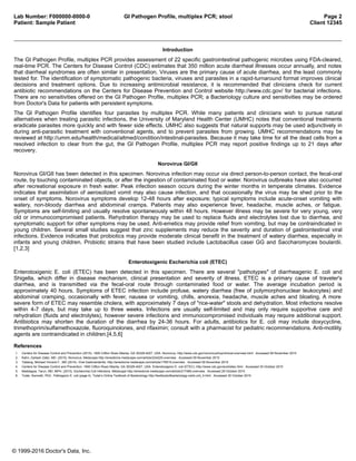 Doctors Data Inc Sample GI Pathogen Report | PDF