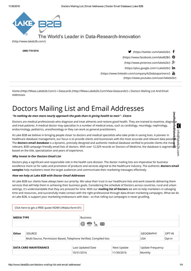 Doctor mailing database | PDF