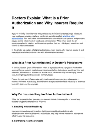 Doctors Explain_ What Is a Prior Authorization and Why Insurers Require ...
