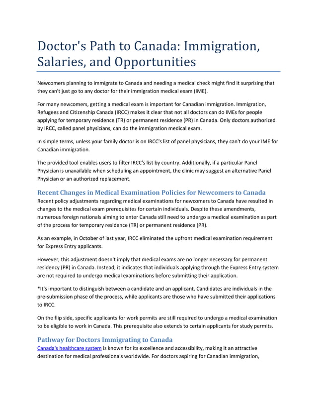 Doctor's Path to Canada Immigration, Salaries, and Opportunities.docx