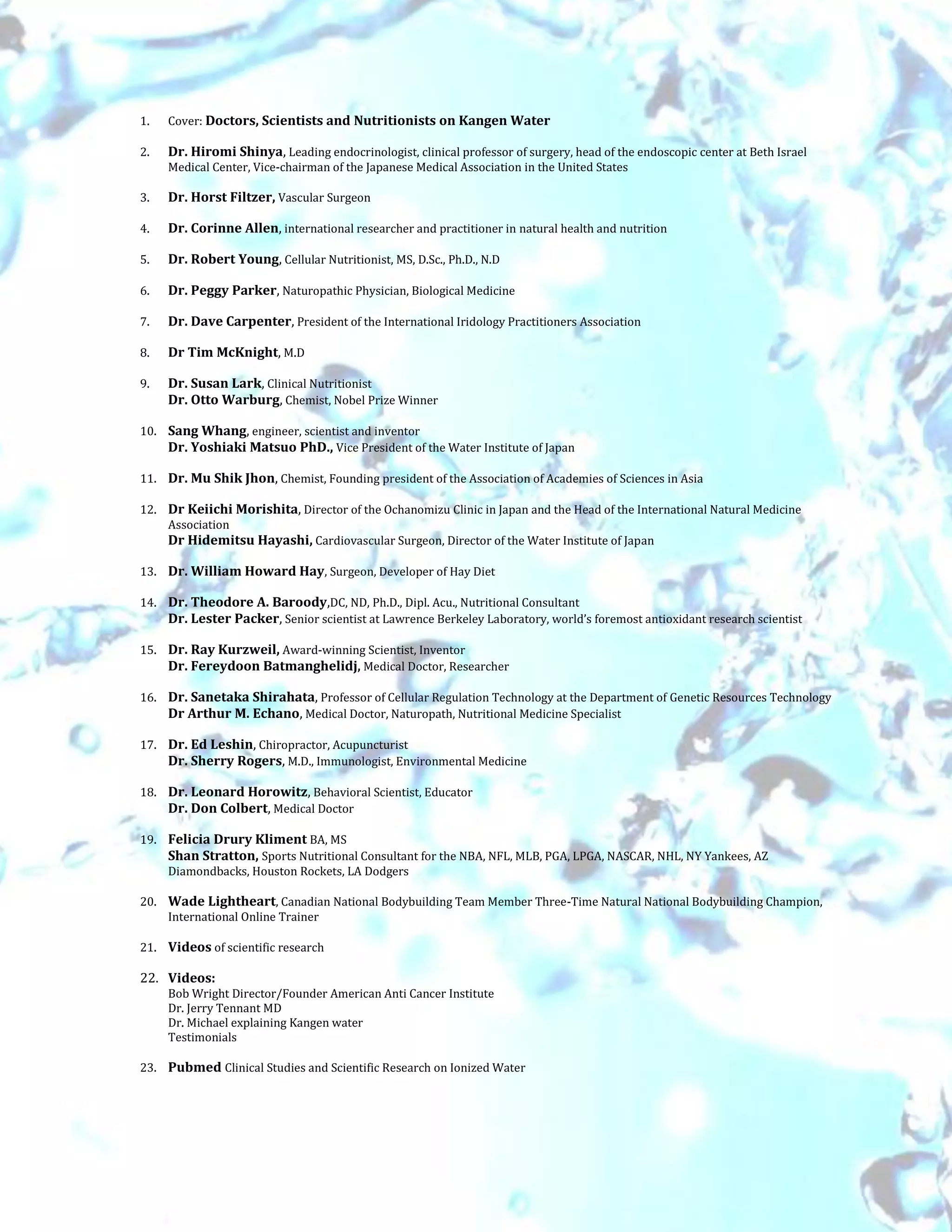 Doctors scientists and_nutritionists_on_kangen_water | PDF
