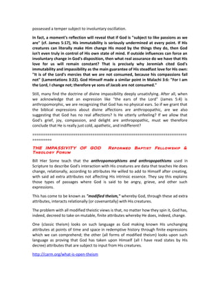 Doctrinal study of impassivity of god | RTF