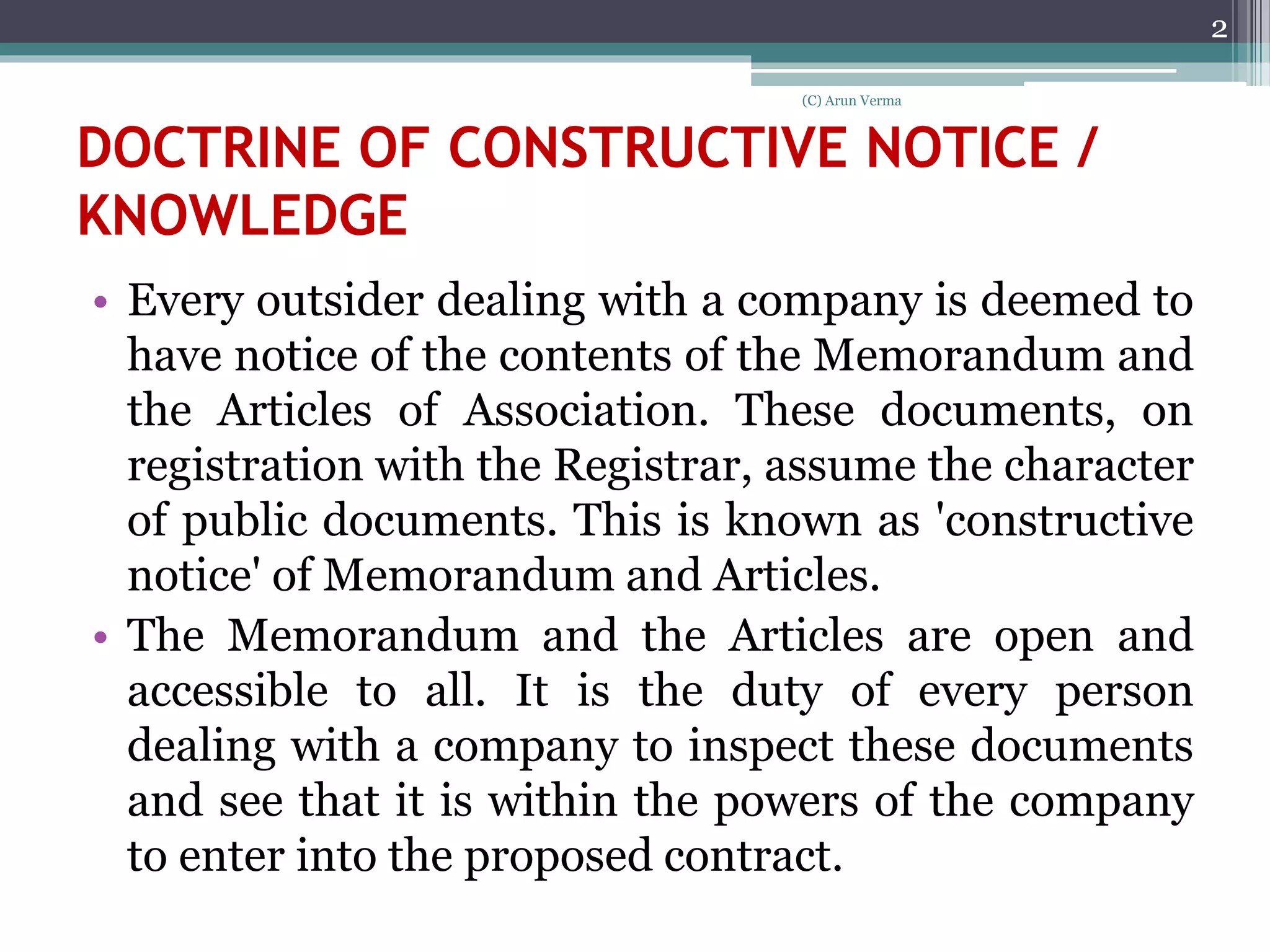 Doctrine of constructive notice | PPTX