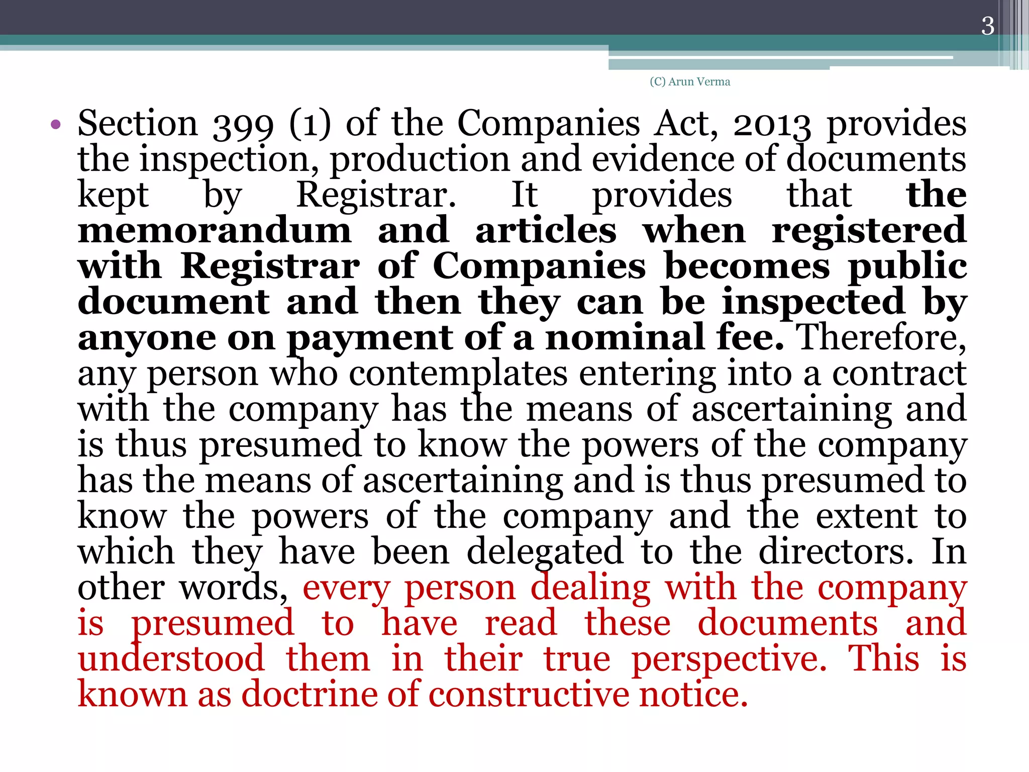 Doctrine of constructive notice | PPTX