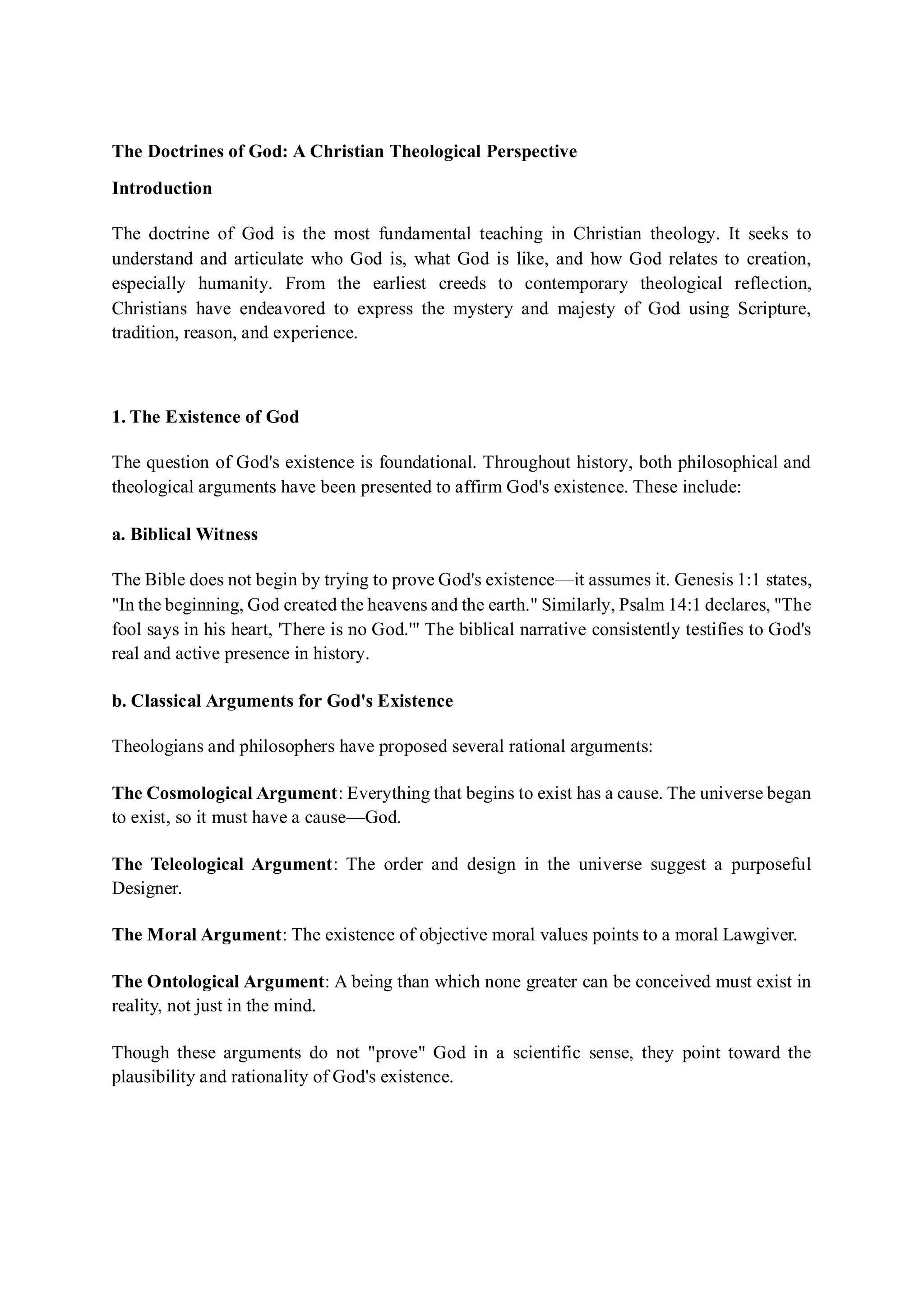 Doctrine-of-God Basic Christian Doctrine | PDF