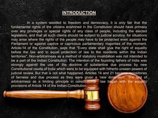 Doctrine non-arbitrariness under Article 14 | PPTX