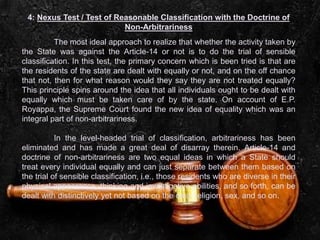 Doctrine non-arbitrariness under Article 14 | PPT