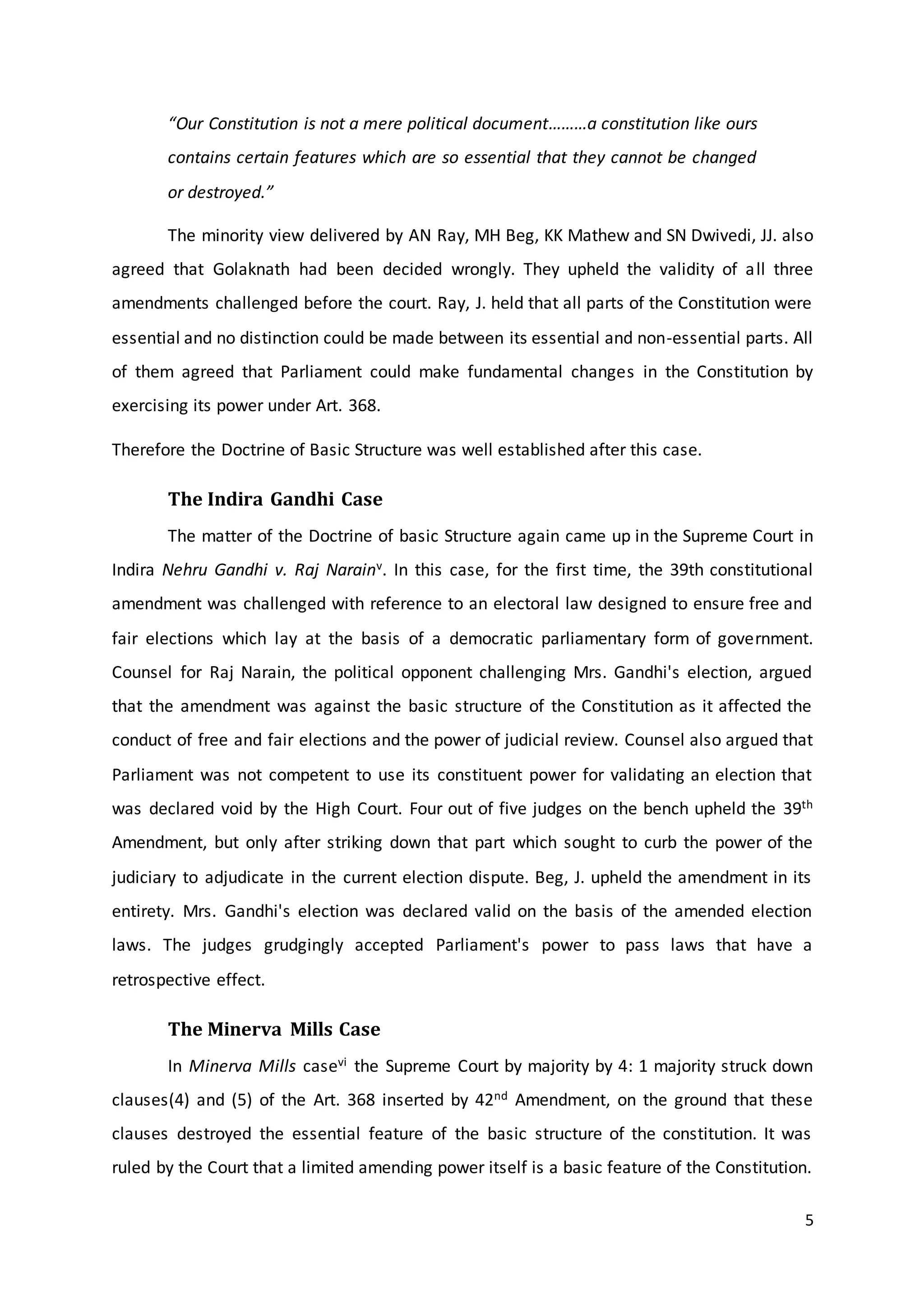 Doctrine of basic structure of India's Constitution | DOCX