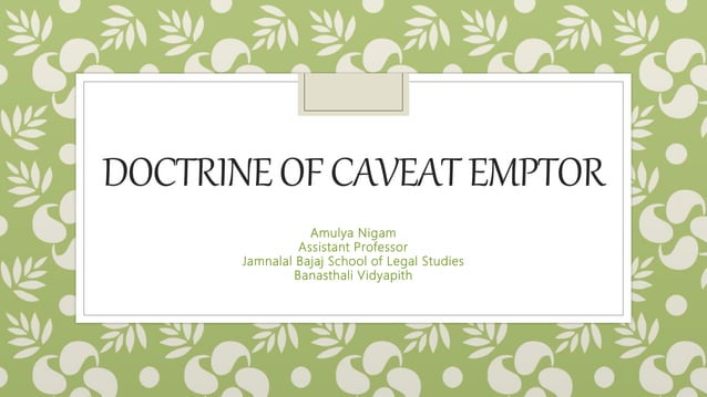 Doctrine of caveat emptor | PPTX | Consumer Issues | Business