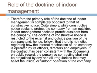 Doctrine of constructive notice ppt | PPTX