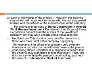 Doctrine of constructive notice ppt | PPTX