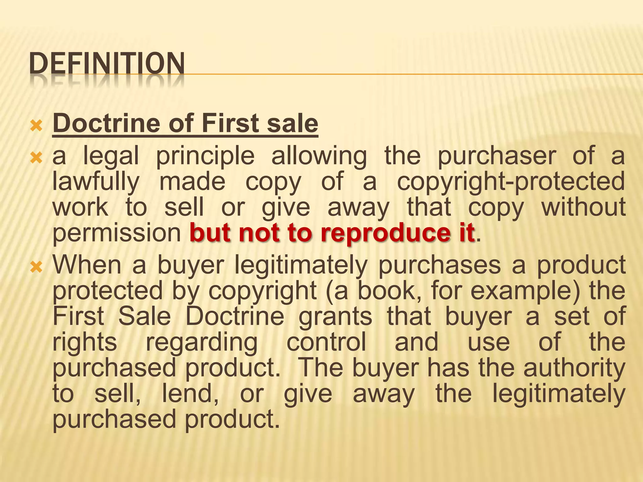 Doctrine of first sale steffi | PPTX