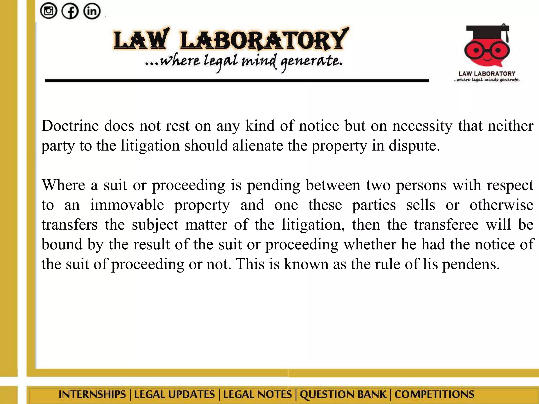 Doctrine of Lis Pendens | PPTX