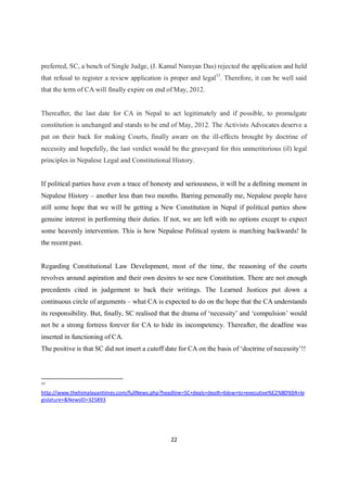 Doctrine of necessity and its applications by nepalese sc.a brief look ...