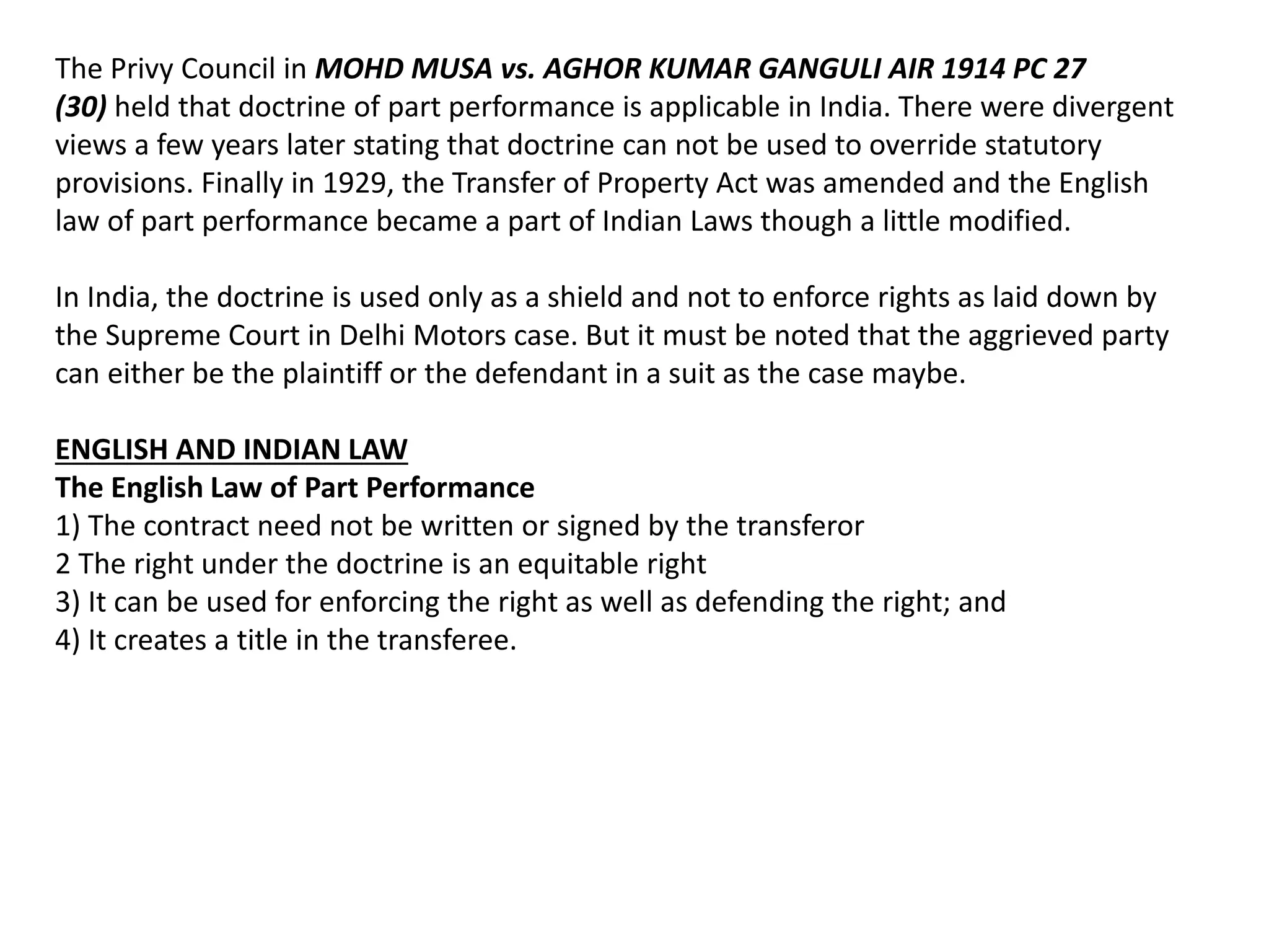 Doctrine of Part Performance in Transfer of property.pptx