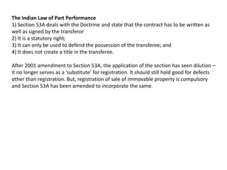 Doctrine of Part Performance in Transfer of property.pptx