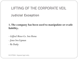 Doctrine of separate_legal_entity company law | PPT