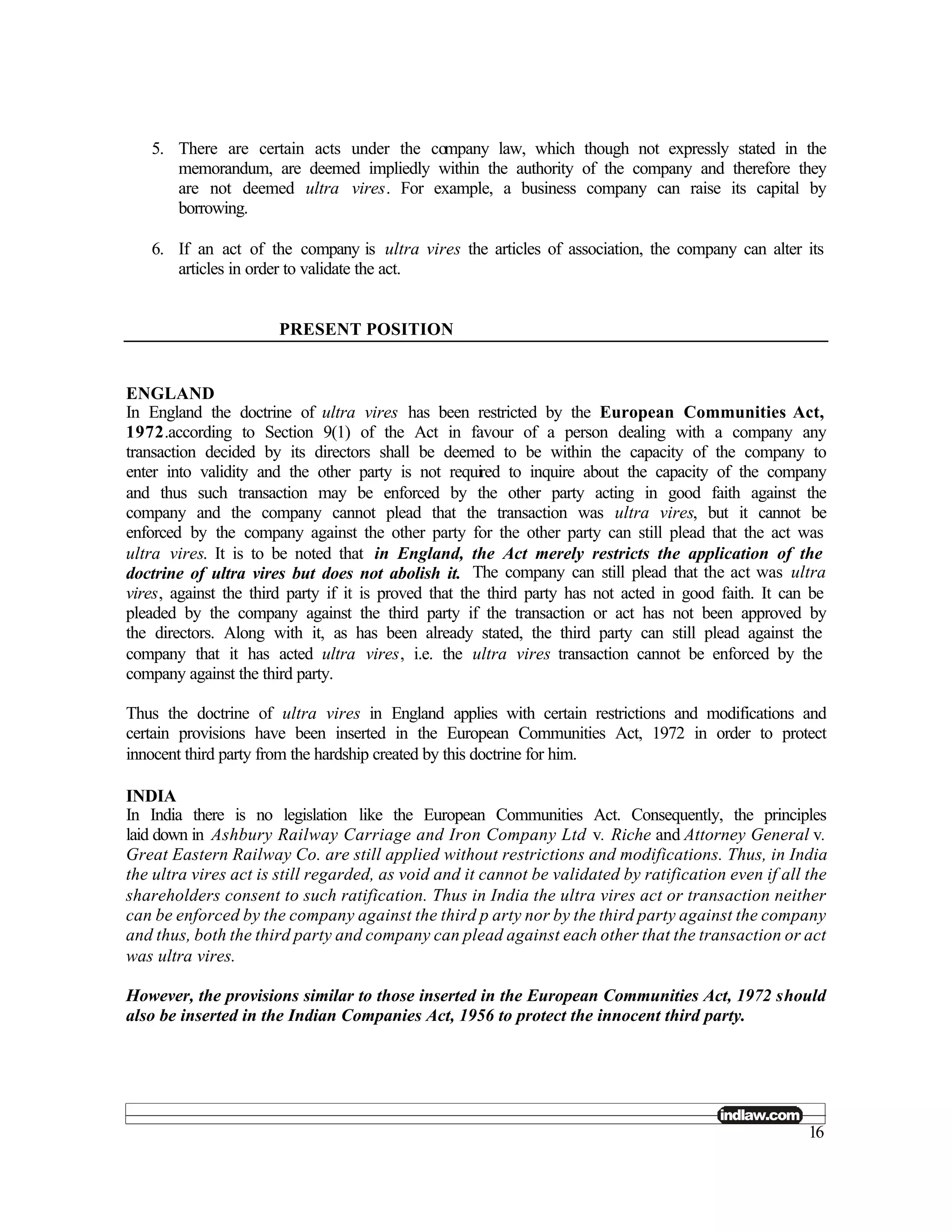 Doctrine of ultra vires | PDF