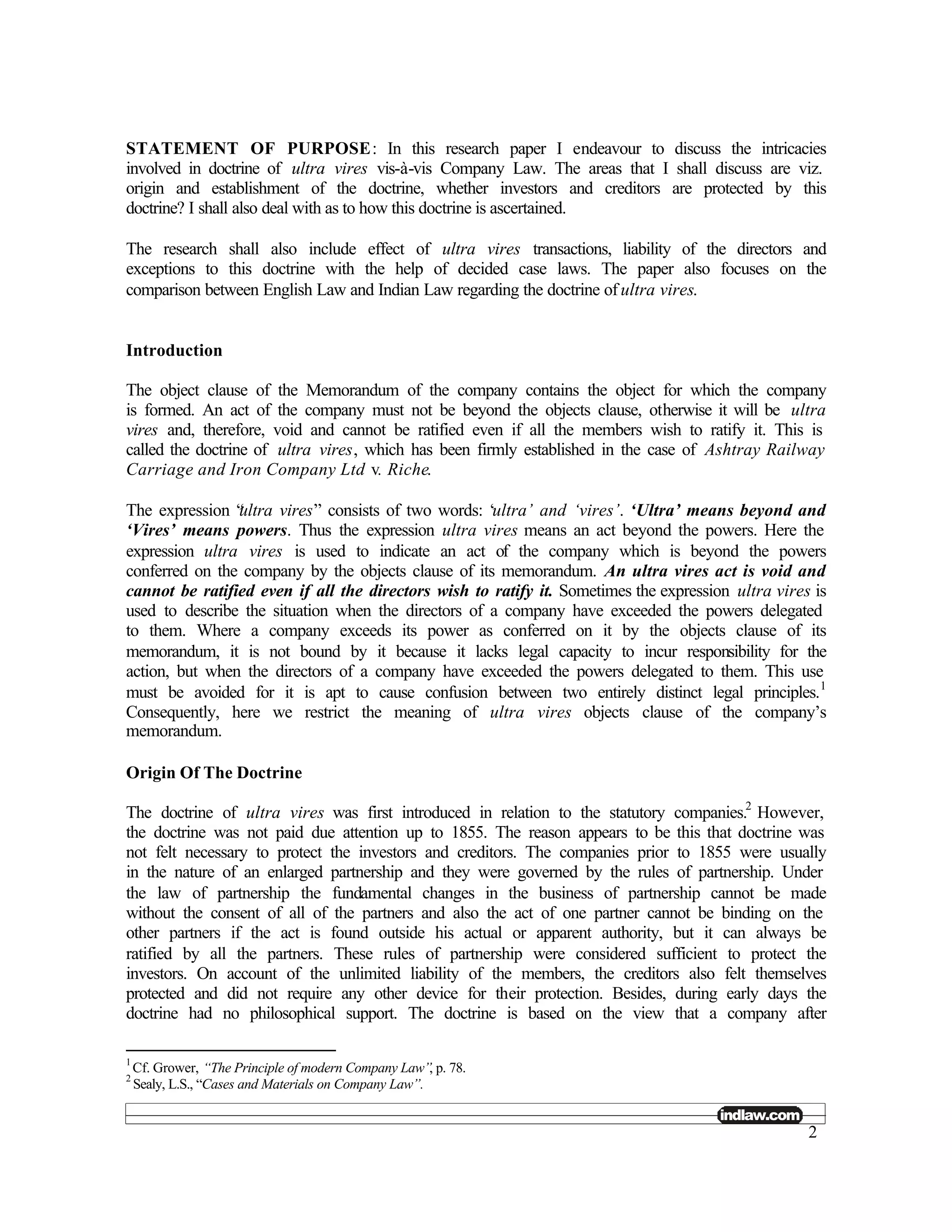 Doctrine of ultra vires | PDF