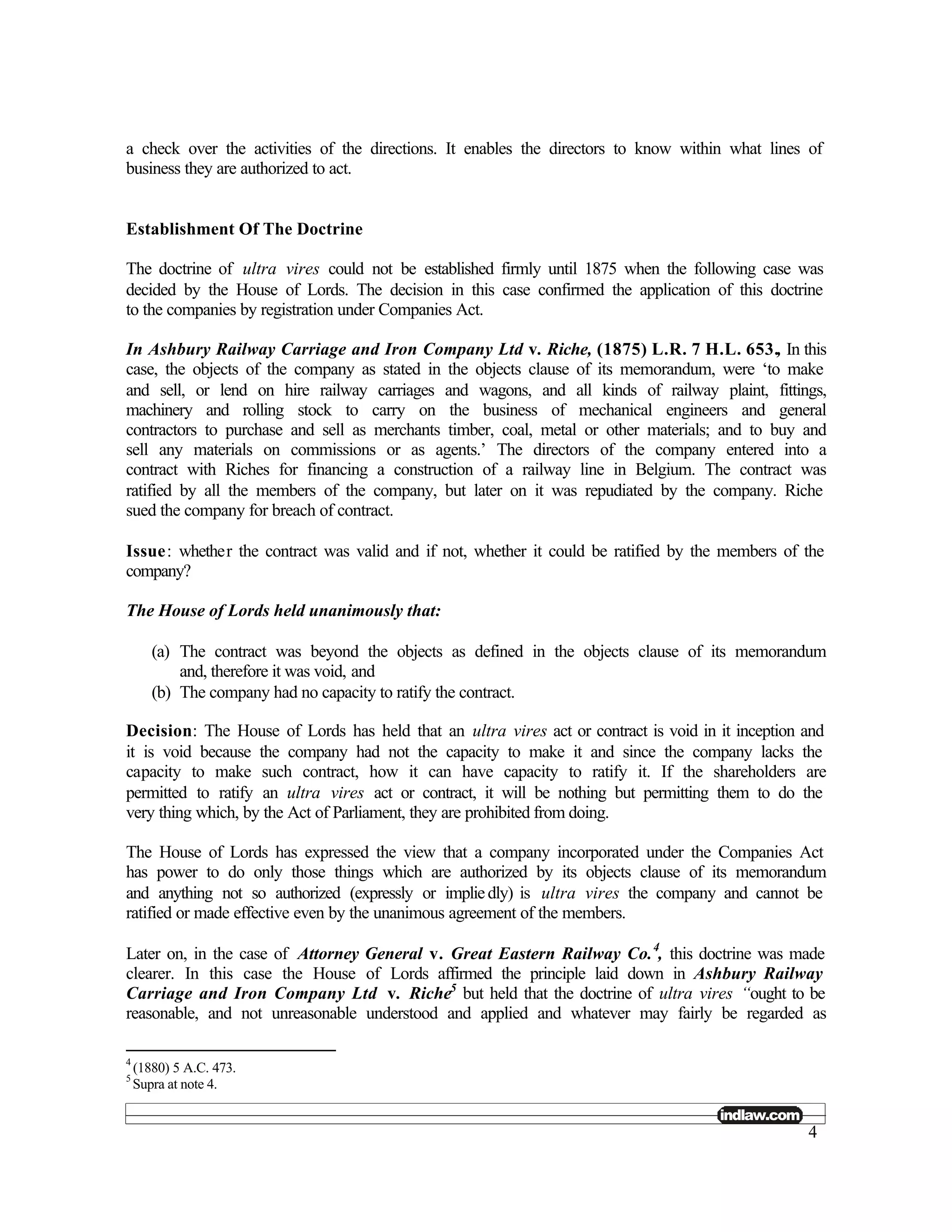 Doctrine of ultra vires | PDF