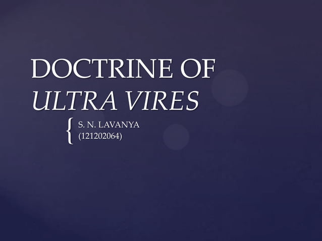 Doctrine of Ultra Vires | PPTX