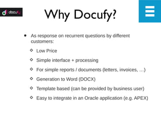 Doxxy: Document and Report generation for Oracle made easy | PPTX