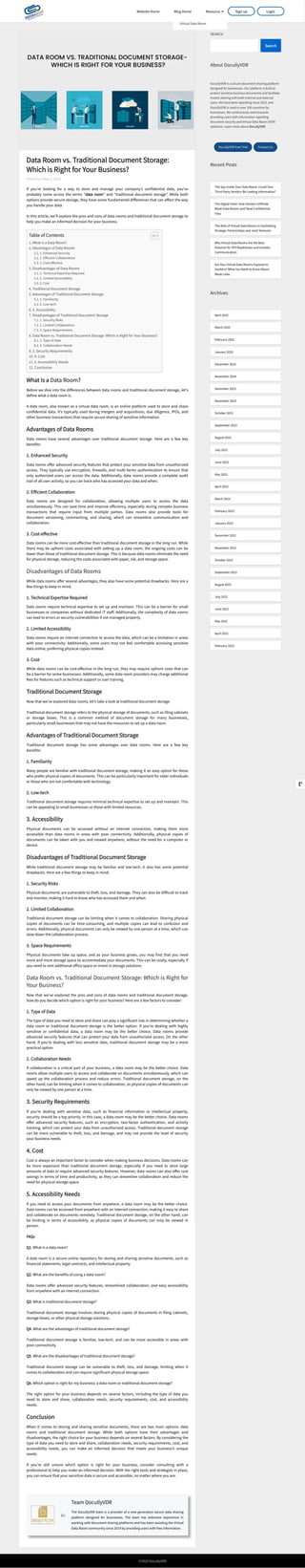 The Modern Advantage: Virtual Data Rooms vs. Traditional Document Storage | PDF